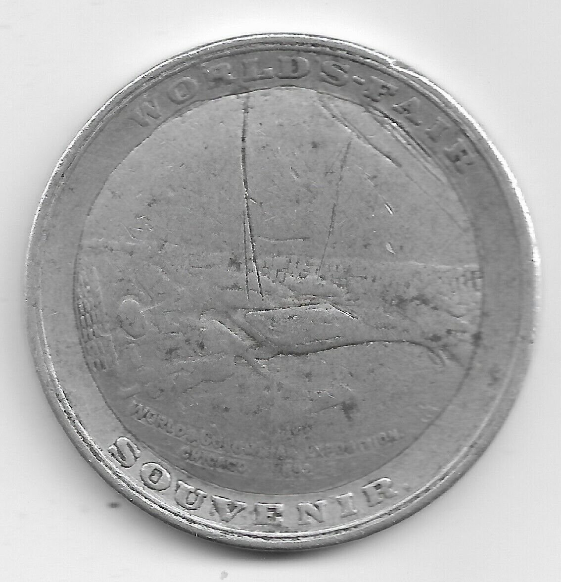 1892 Chicago Illinois Worlds Fair Token Columbus Landing Ships Eglit ... 1892 Chicago Illinois Worlds Fair Token Columbus Landing Ships Eglit ...