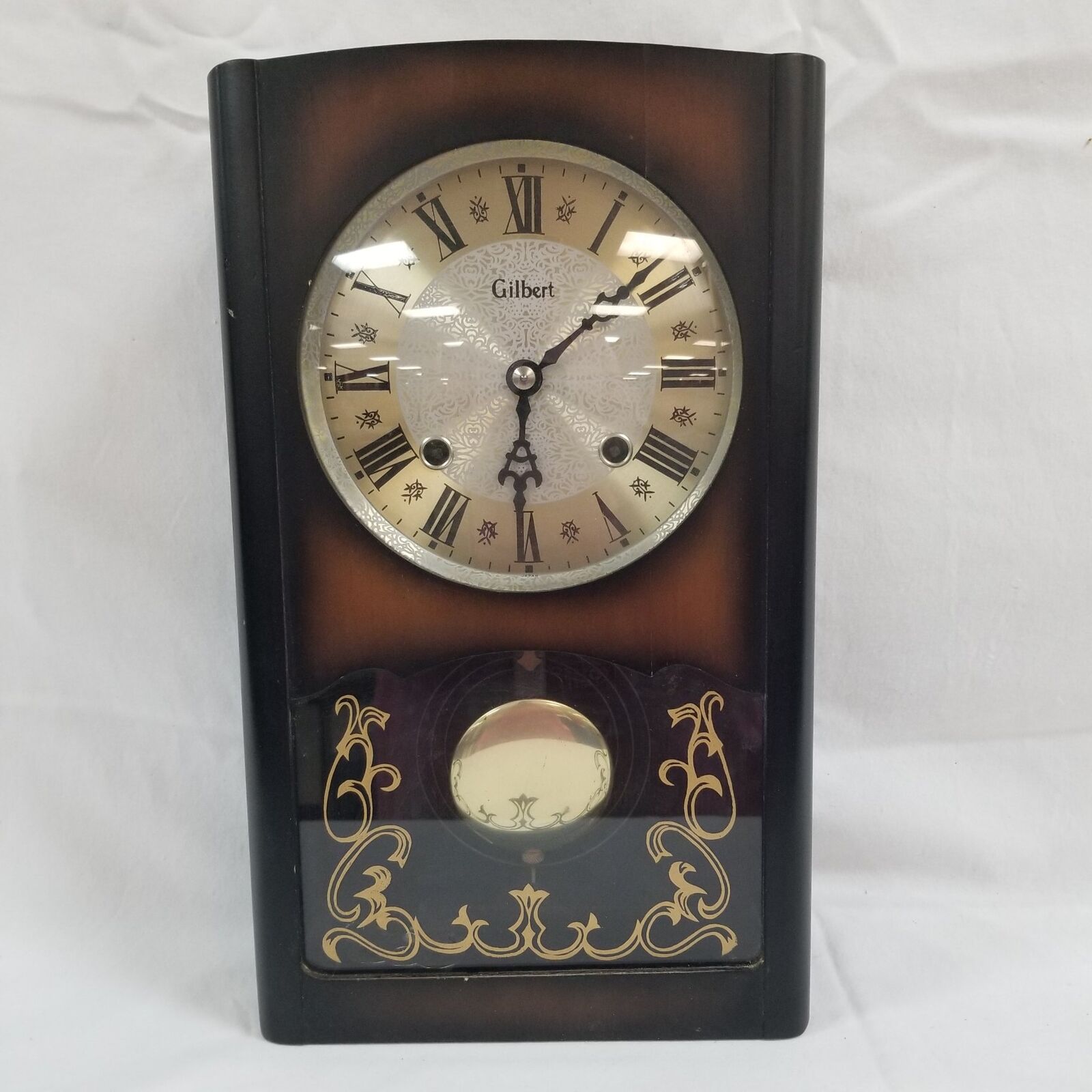 WM GILBERT CLOCK CO ADJUSTABLE PENDULUM Gold Gilt Slow Fast Part Nice ...