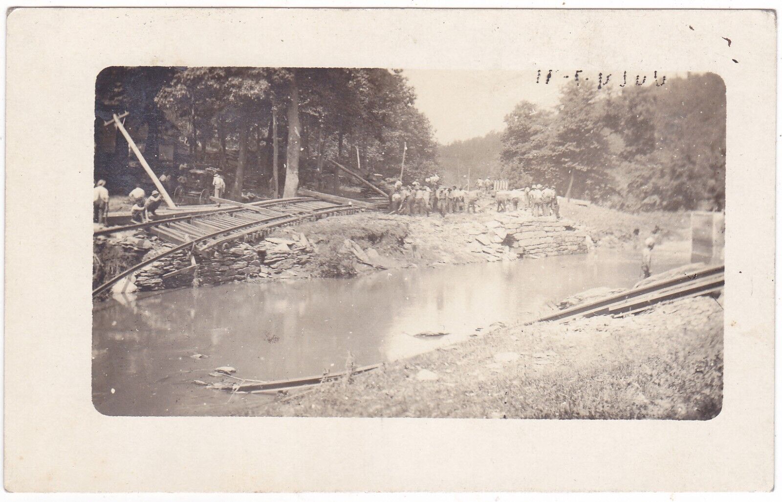 Antique RPPC Real Photo Postcard of Train Wreck Washed Out Tracks Flood ...