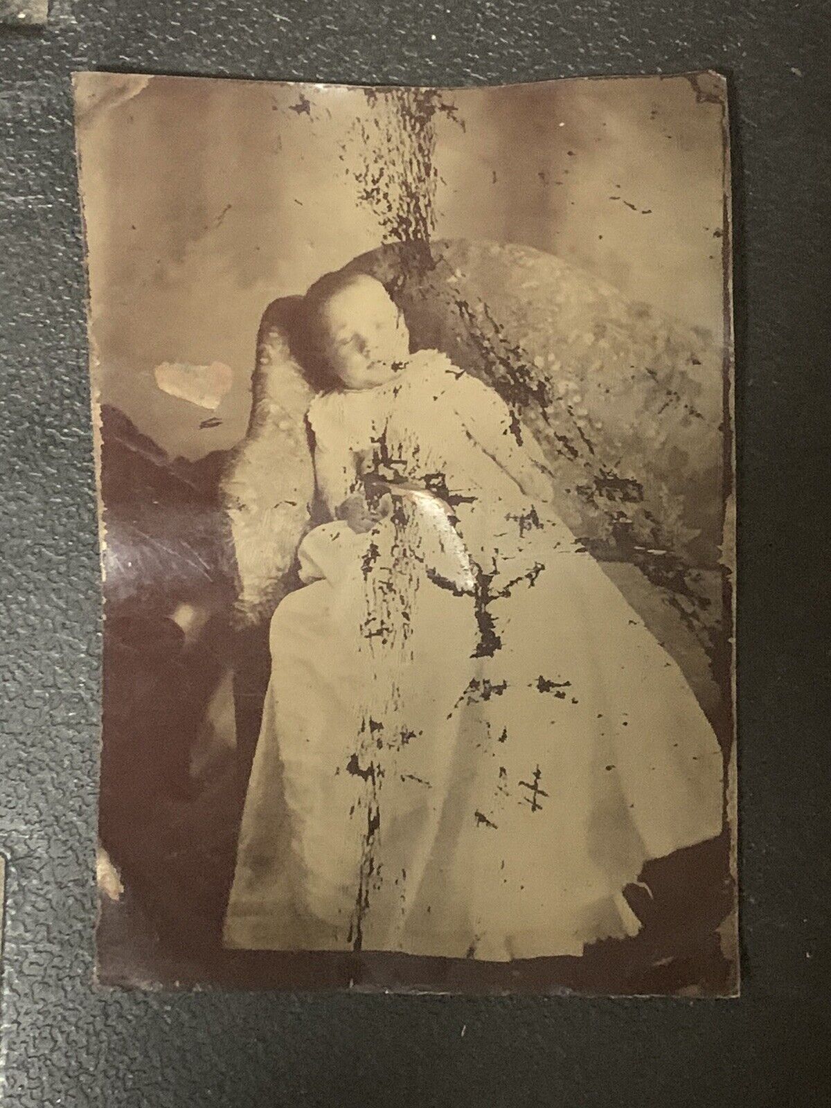 Antique Vintage POST MORTEM Tintype Photograph Photo Dead Baby Child ...