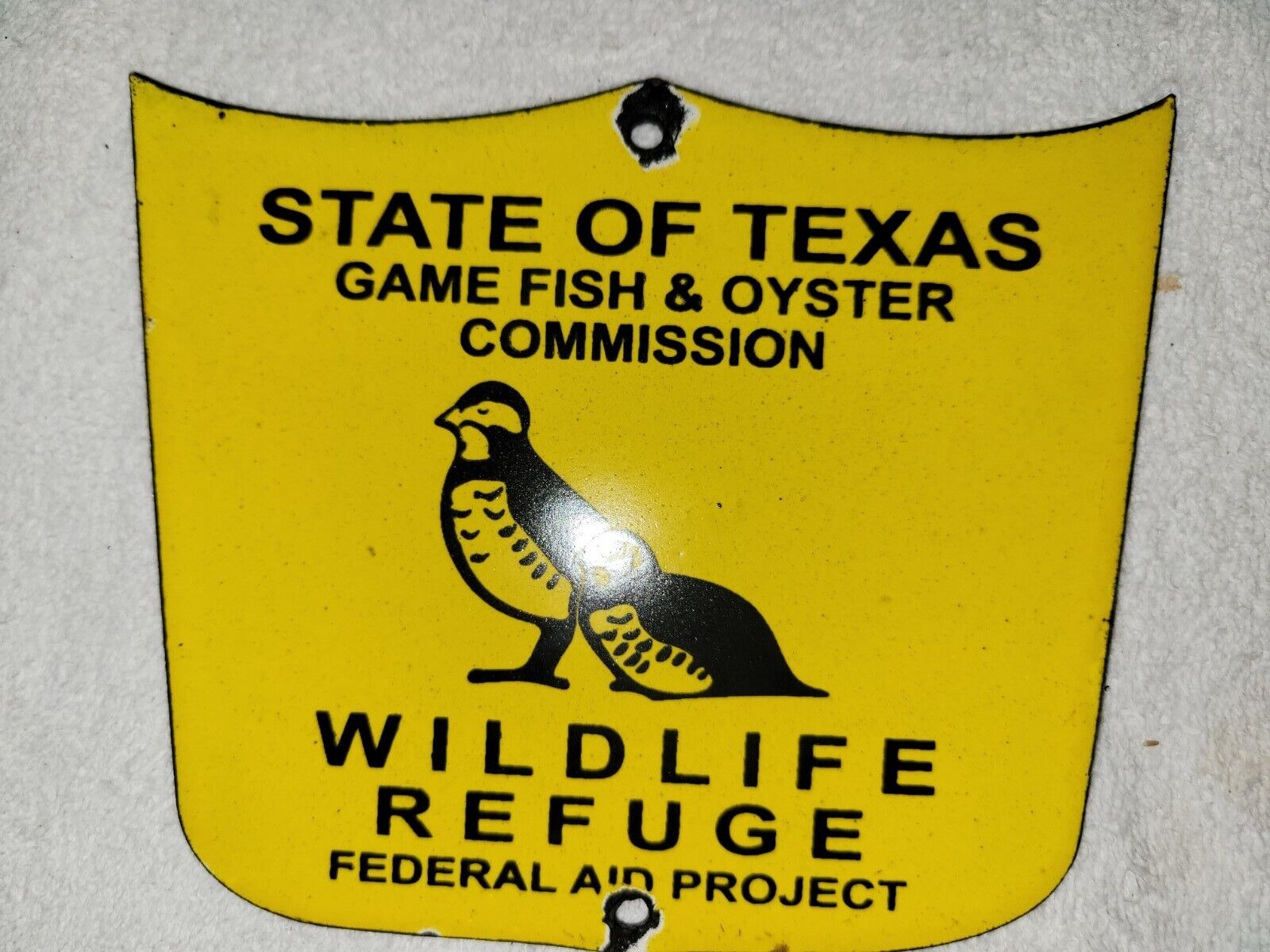 VINTAGE TEXAS GAME FISH OYSTER PORCELAIN SIGN COMMISSION WILDLIFE ...