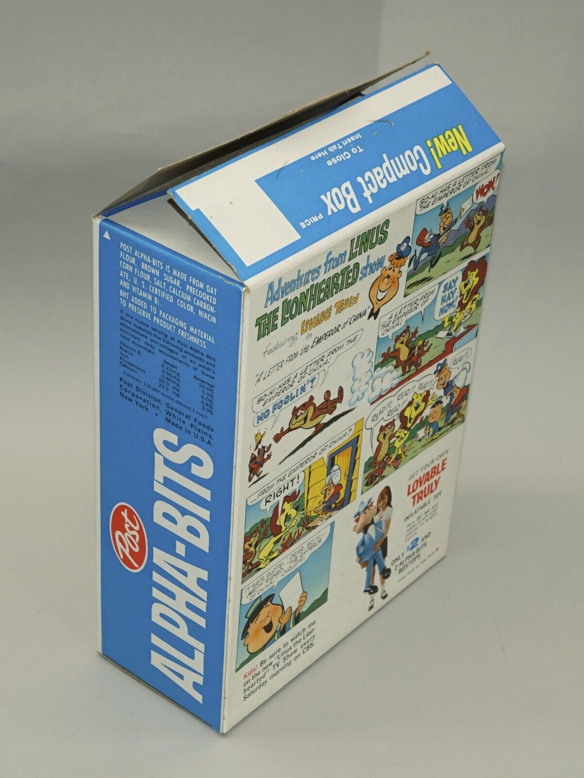 ORIGINAL CIRCA 1960S POST ALPHABITS CEREAL BOX LINUS THE LIONHEARTED ...