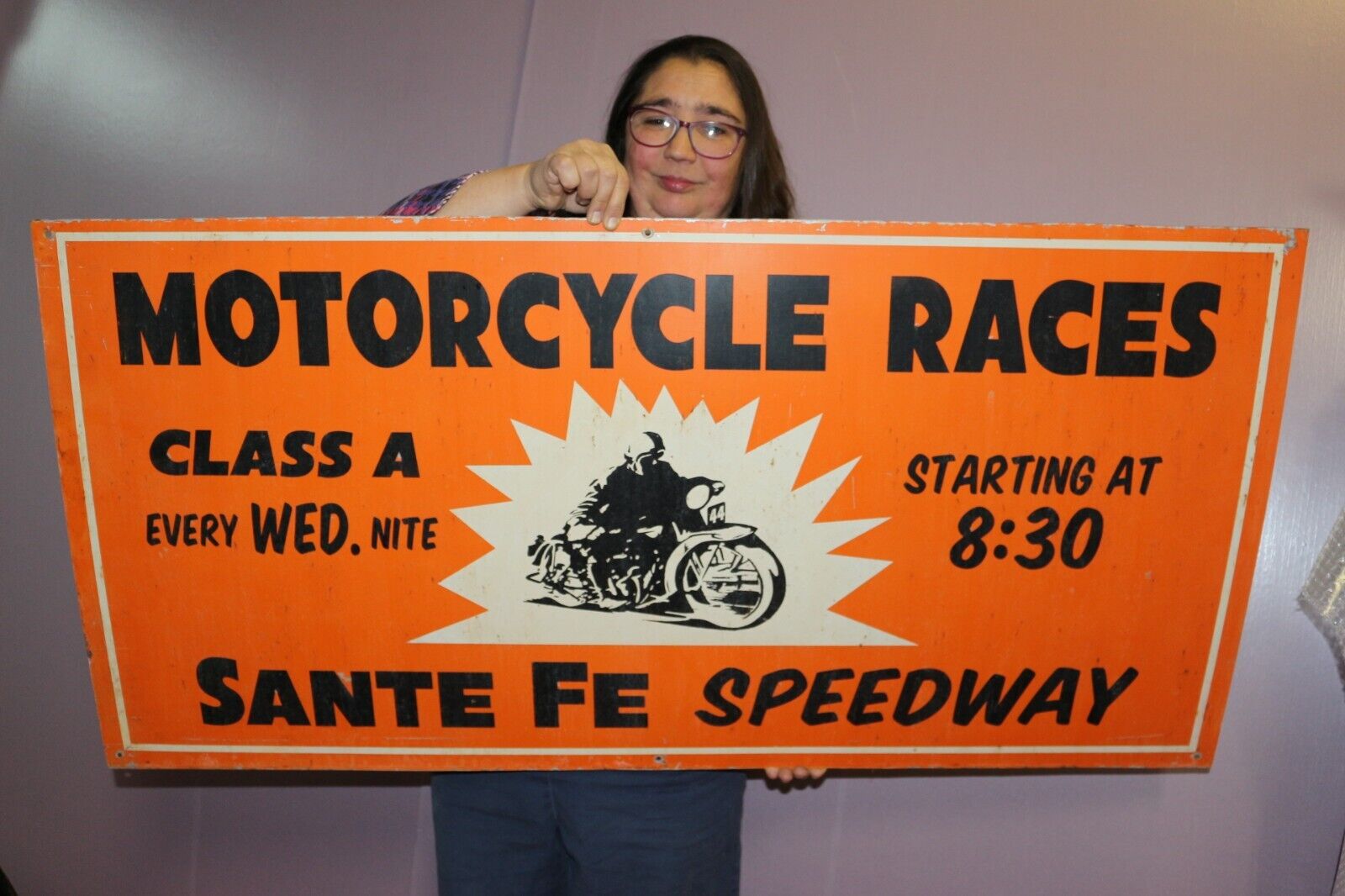 Large Vintage Sante Fe Speedway Motorcycle Races Harley Davidson 4834 ...