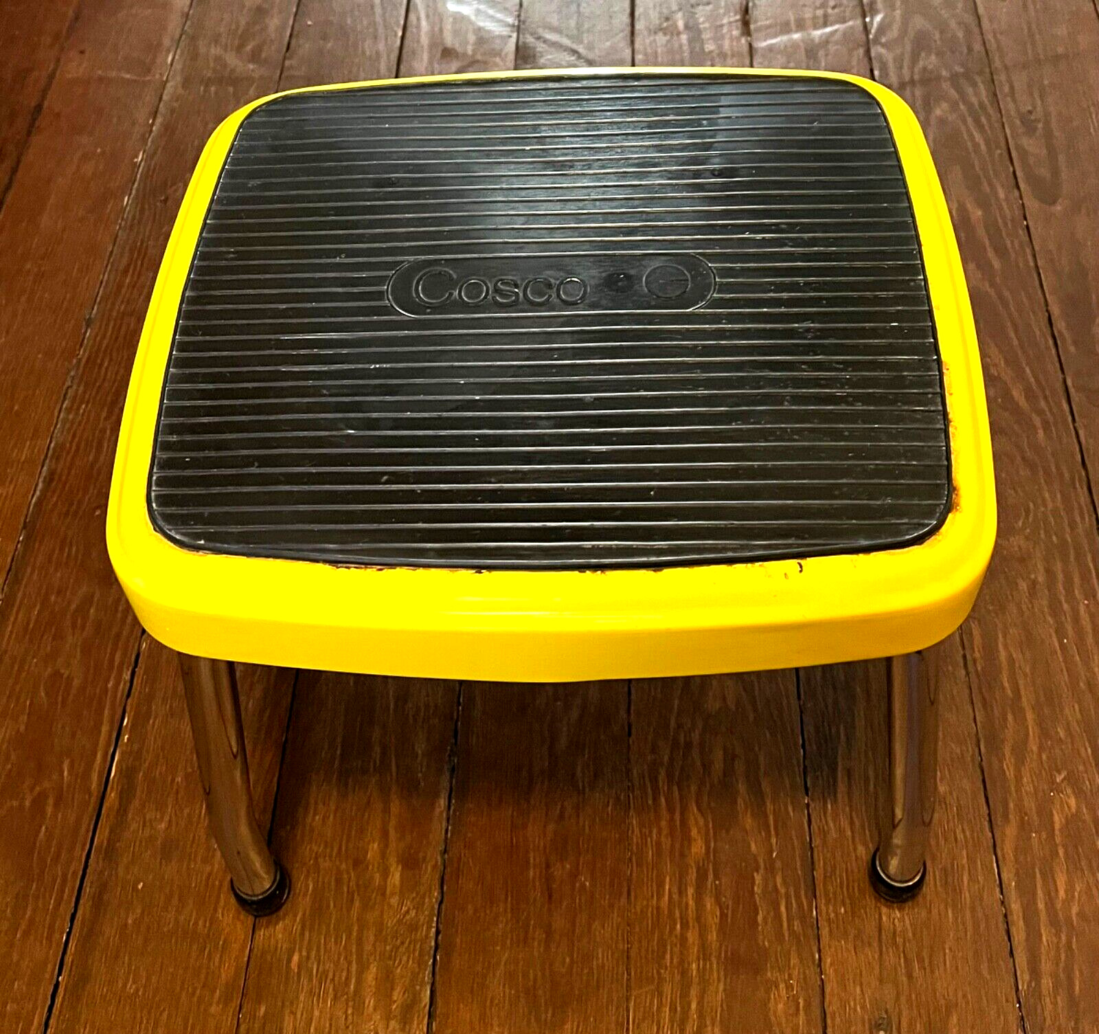 Vtg Mid Century Modern Retro Metal COSCO Step Stool YELLOW One Step ...