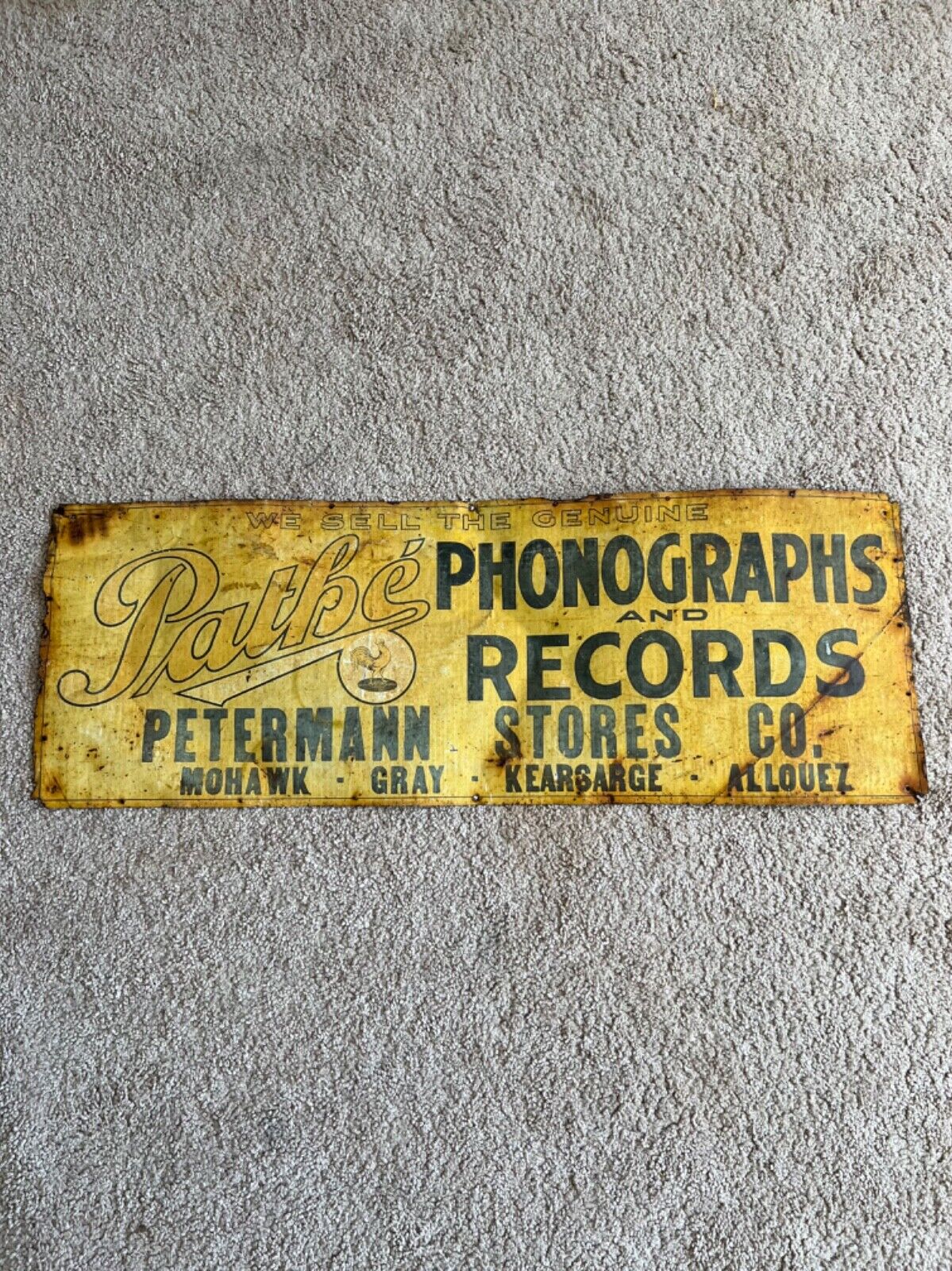 Antique Pathe’ Phonograph Records Tin Advertising Sign Michigan MI ...