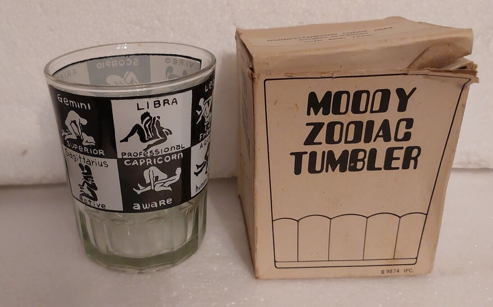 Vintage 60’s Zodiac Sex Position Drinking Scotch Glass Tumbler Barware ...