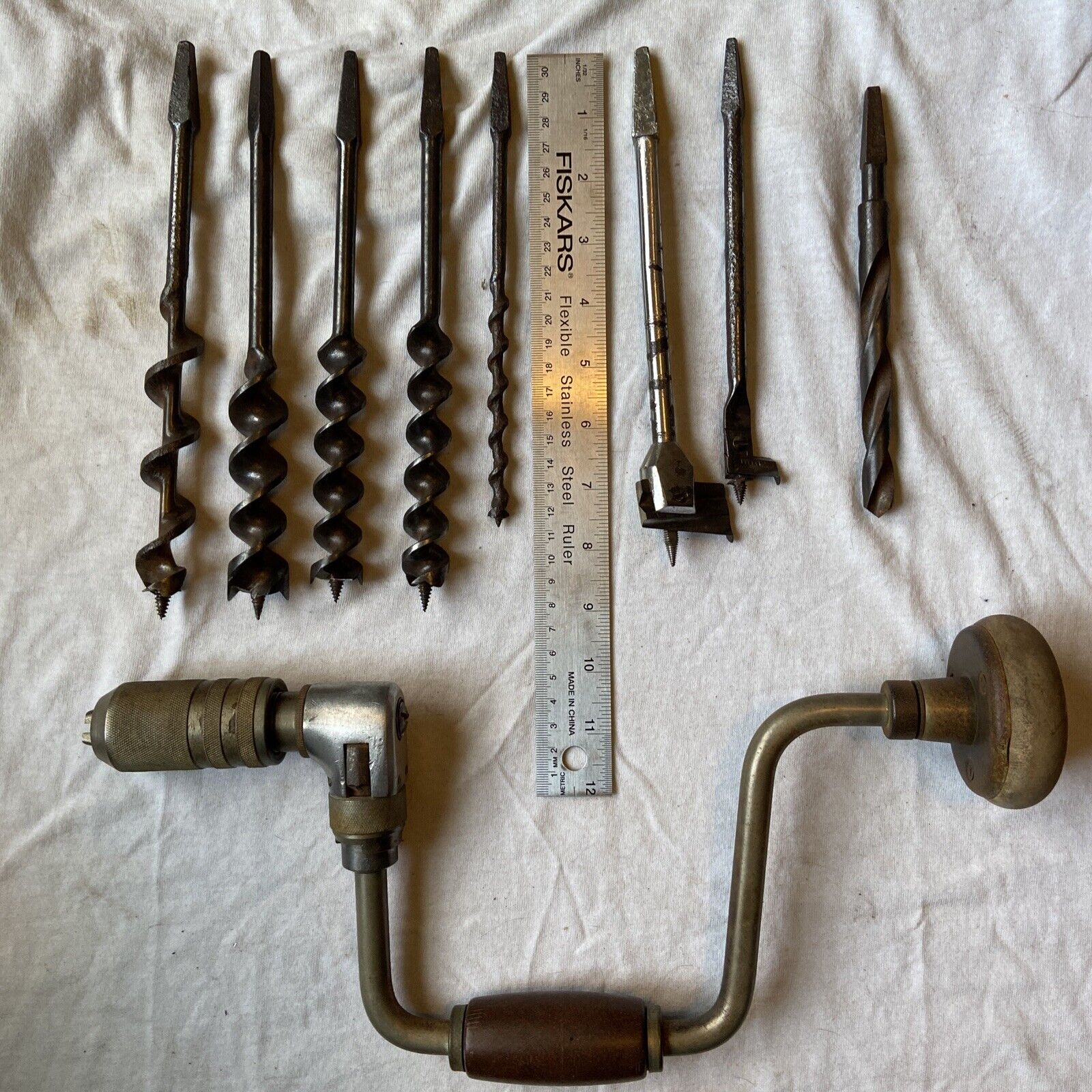 Antique Tools Brace Bit Hand Drill Auger Drilling Bits Vintage ...