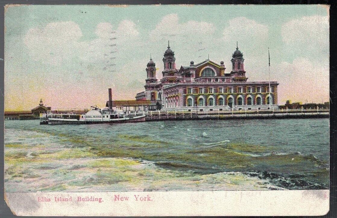 ANTIQUE 1909 ELLIS ISLAND BUILDING STEAMER HAZEL KIRKE NEW YORK CITY ...
