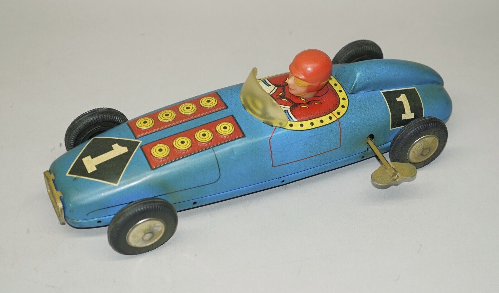 ORIGINAL CIRCA 1950S METAL TIN WINDUP AUTO RACING RACE CAR 9 1/234 LONG ... ORIGINAL CIRCA 1950S METAL TIN WINDUP AUTO RACING RACE CAR 9 1/234 LONG ...