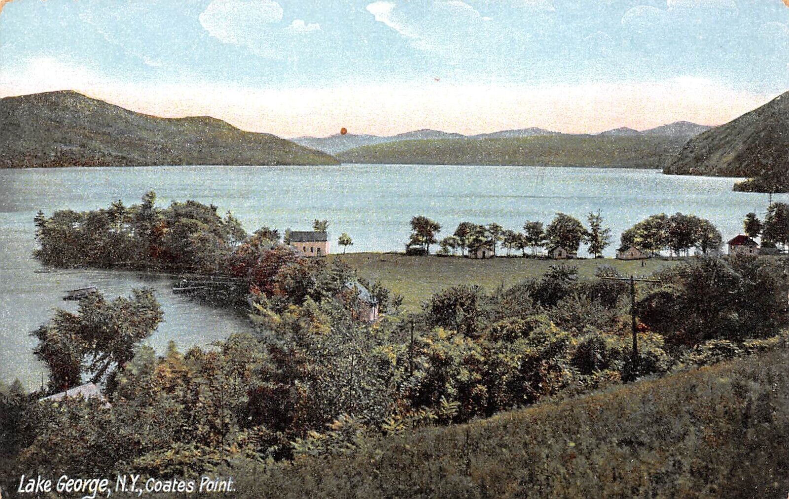 C9876 Lake George NY Coates Point Adirondack Mountains Antique Postca ...