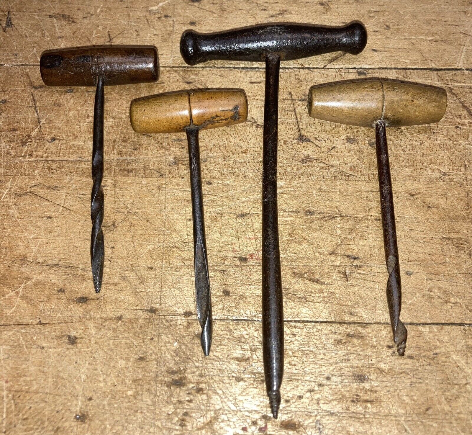 instant collection of four antique small Gimlet Augers Hand Carpentry ...